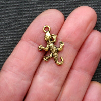 6 Gecko Charms Antique Gold Tone - GC019 | eBay