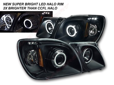 Pair 1pc Style Black LED Halo Projector Headlights for 1998-2007 Lexus ...