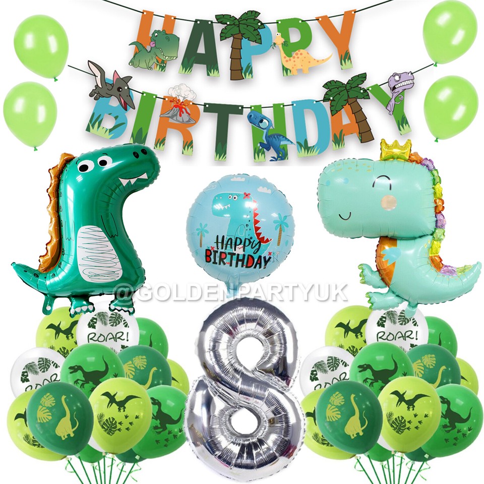 Dinosaurs Balloons Birthday Party Number Age Foil Kids Jungle Children ...