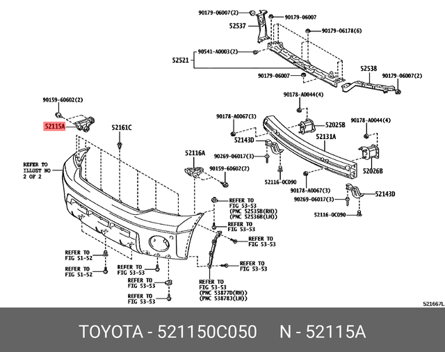 Genuine OE support front bumper side right 521150C050 for TOYOTA 52115 ...