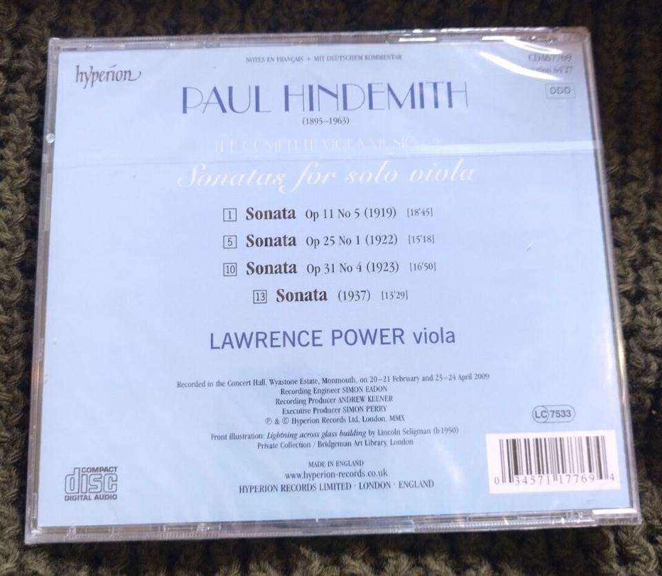 Paul Hindemith, Lawrence Power - Sonatas For Solo Viola (CD 2010 ...