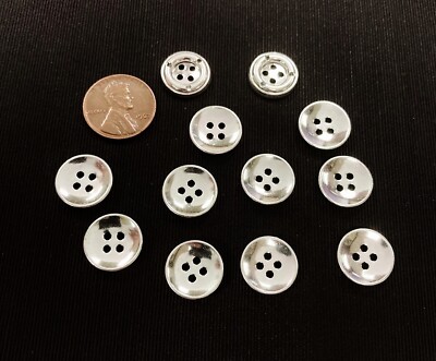 18 Vintage Silver Aluminum Metal Classic Style 14mm. Round 4-Hole ...