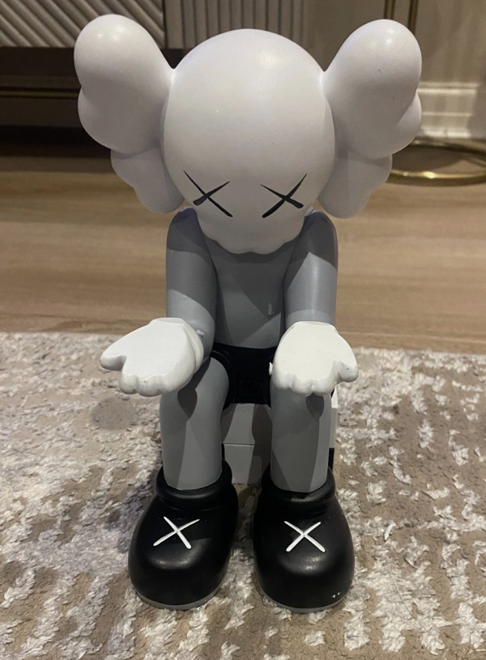 Kaws Grey figure with Gold Display Tray - Brand new | eBay UK
