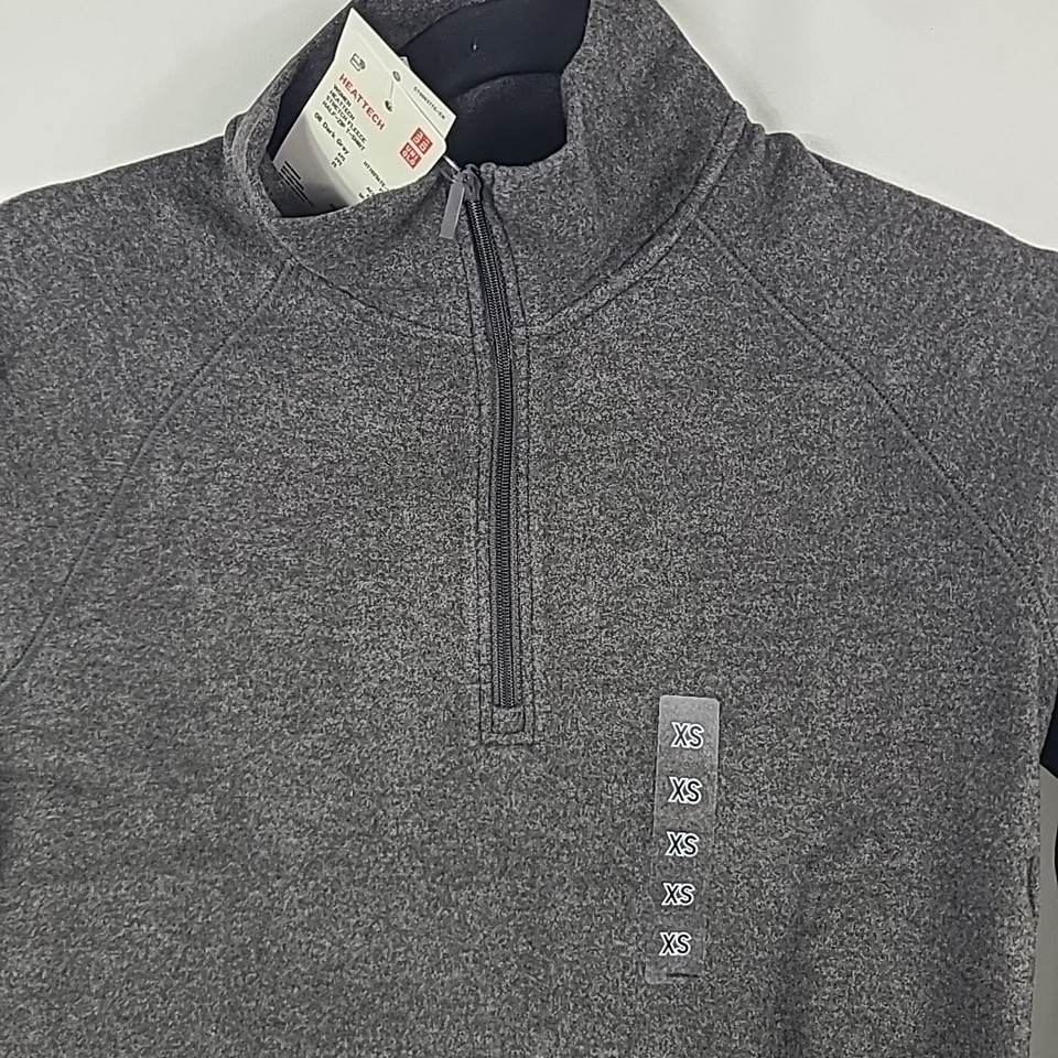 NWT UNIQLO Women's HEAT TECH Stretch Fleece Half-Zip T-Shirt Dark Gray ...