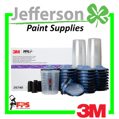 3M 26740 Series 2.0 PPS Spray Cup System Kit 850ml 125 Micron 50 Lids ...