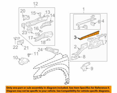53734-48020 Toyota Member, front apron to cowl side, lower front lh ...