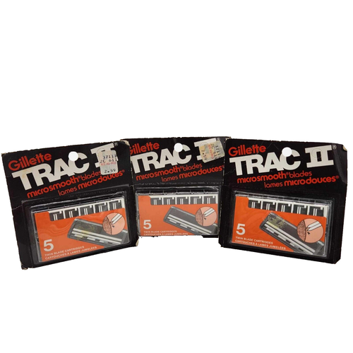 Vintage Gillette Trac II Razor Blade Refills 3 Packs x 5 Cartridges ...
