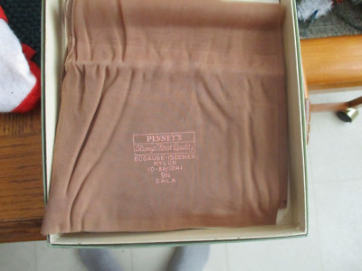 1PR VINTAGE PENNY'S DARK SEAMED FULL FASH FLAT KNIT NYLON STOCKINGS SZ ...