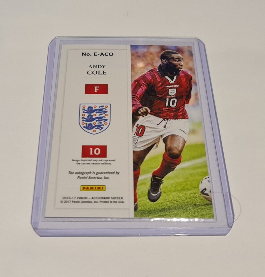 2017 Panini Aficionado Endorsements Artist Proof Red Parallel Andy Cole ...