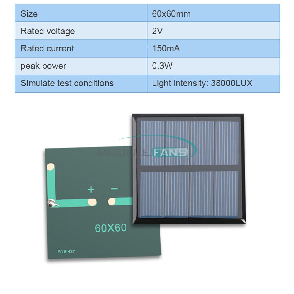 2V 150MA 3V 400MA Monocrystalline Solar Panel For DIY Toy Solar light ...