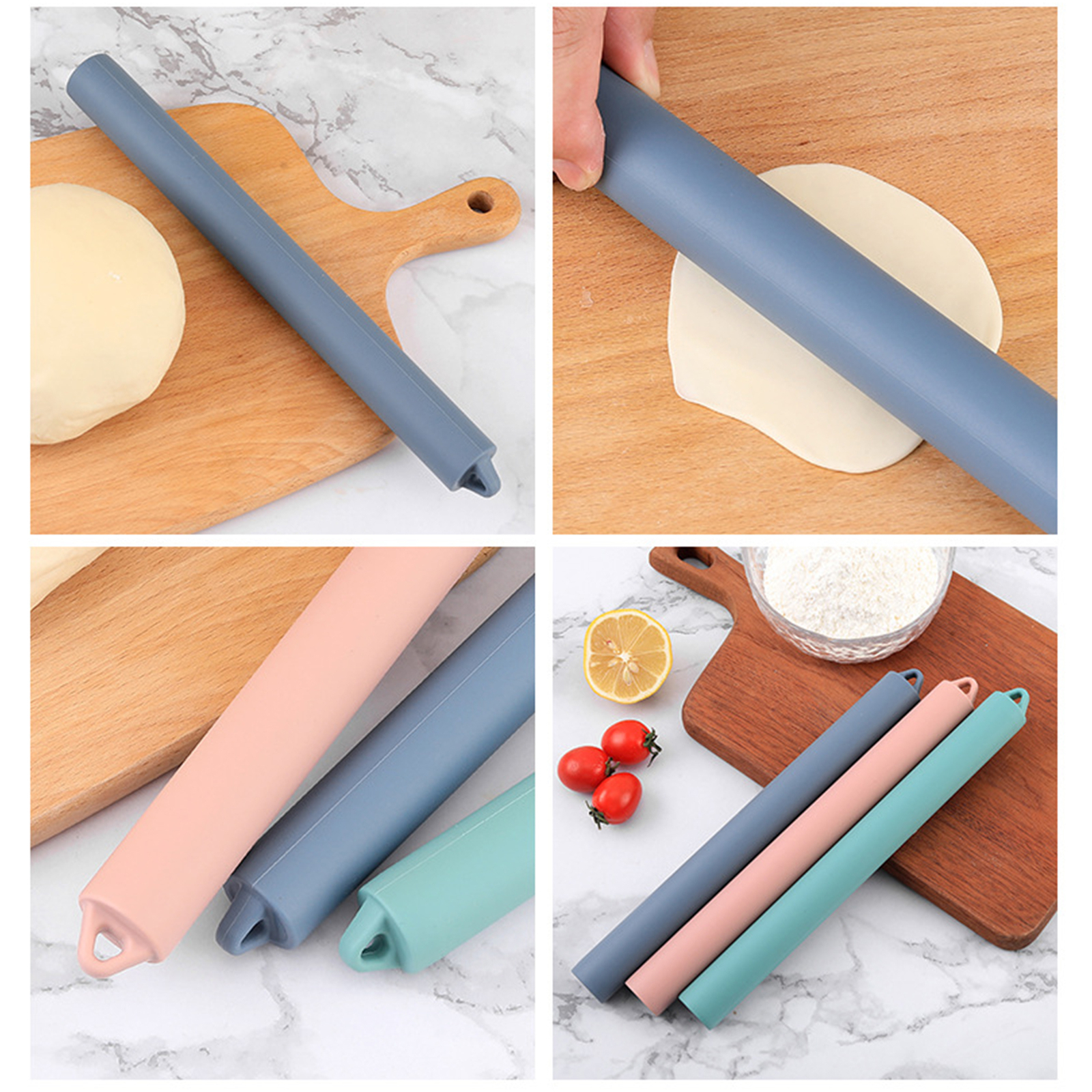 Rolling Pin Food Grade Roll Dough Silicone Flour Rolling Pin Anti-break ...