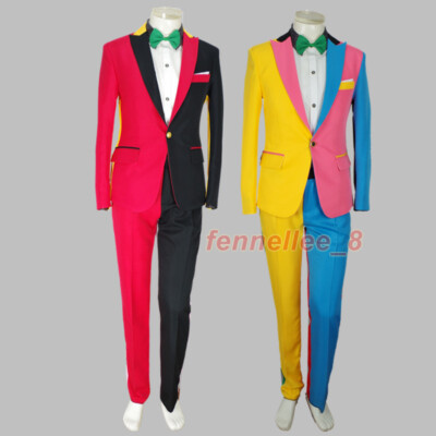 Irregular Colorful Men's Suits Stage Outfits Male Singer Host Blazers ...