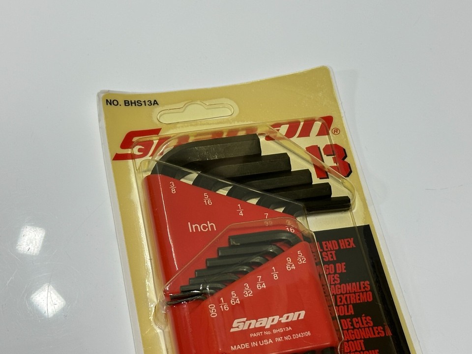 NEW Snap-On Tools BHS13A 13pc L-shaped Hex Allen Ball SAE Wrench Set, 0 ...