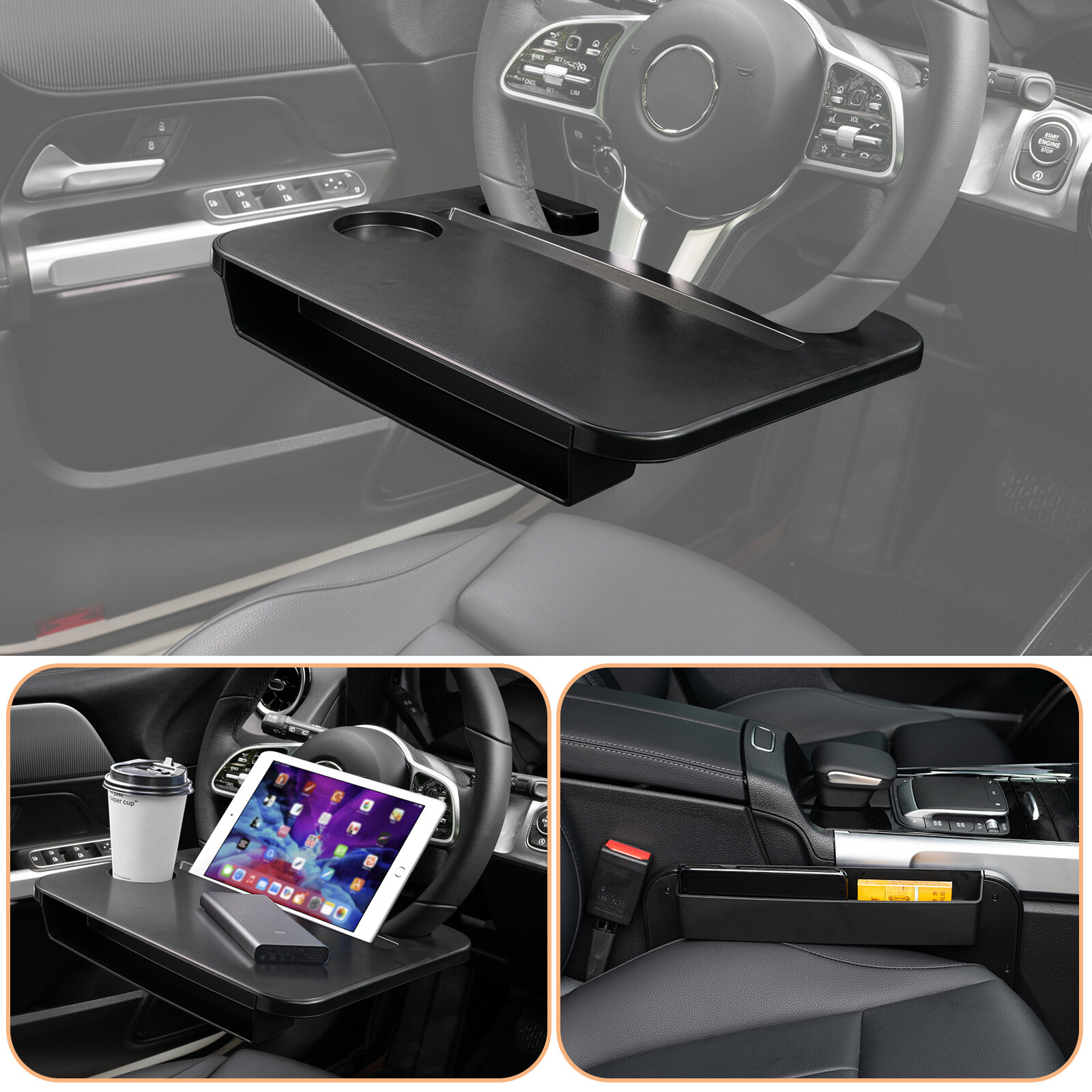 Car Steering Wheel Laptop Tray Table Mount Eating Desk Food Stand Drink ...