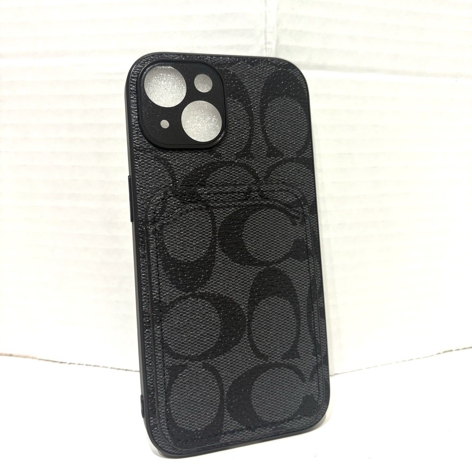 iPhone 14 Phone Case Coach Case Black Designer Leather Case | eBay