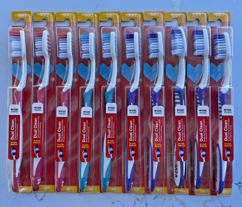 10x CVS Health Dual Clean Soft Bi-Level Bristles Toothbrush Adult ...