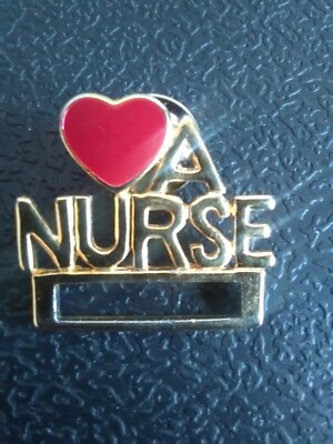 Love A Nurse Heart Lapel Hat Pin Medical Gold Tone Enamel Collectible ...
