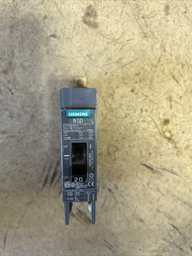 Siemens BQD120 20 Amp 120/277 VAC 1 Pole Type BQD Bolt-On Circuit ...