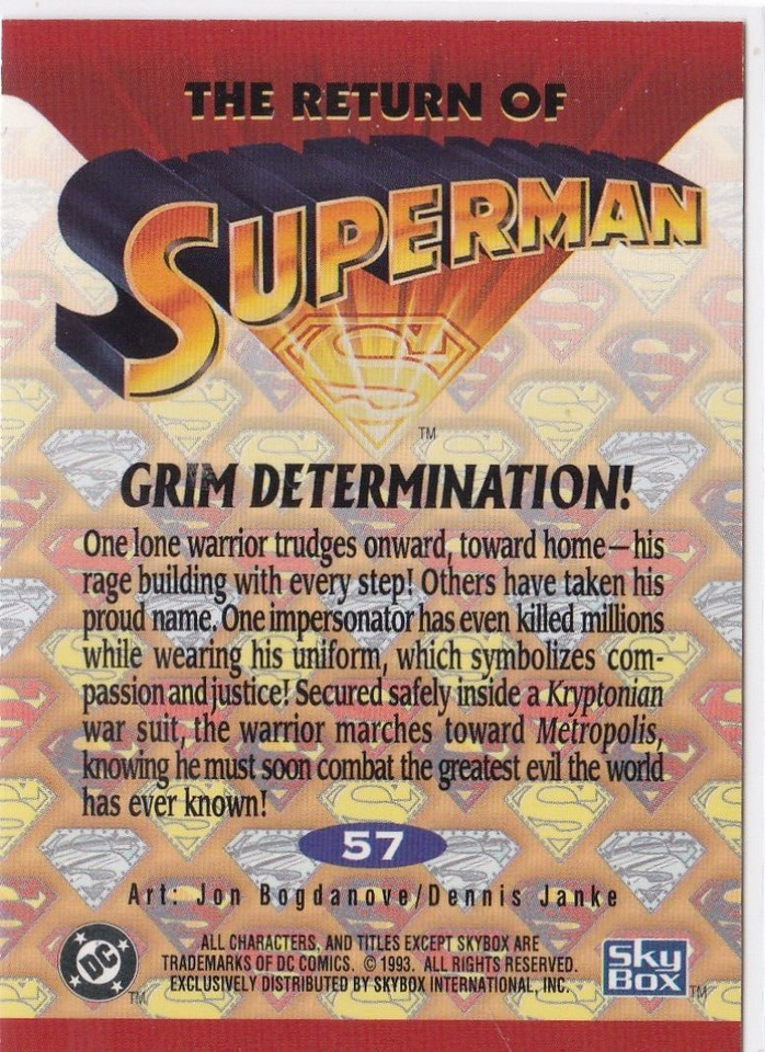1993 Skybox The Return of Superman - Grim Determination #57 | eBay
