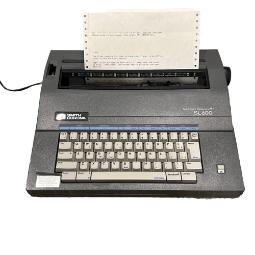 Smith Corona Electric Typewriter SL600 Spell Right Dictionary w Cover ...