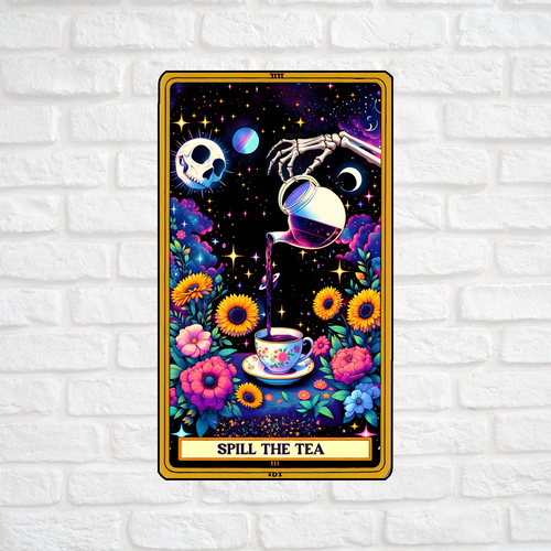 Tarot card sticker vinyl decal spill the tea gothic dark funny novelty ...