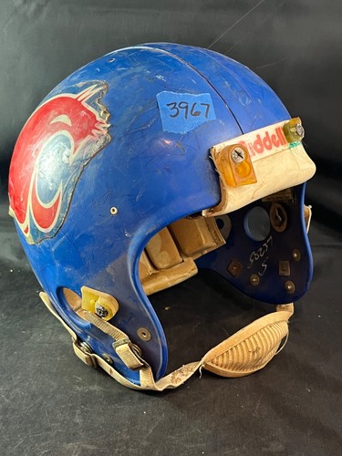 Vtg Riddell WD1 Game Used Adult Football Helmet Royal Blue Broncos 7 1/ ...
