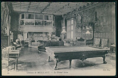 Billiards sports room pool table original old c1910-1920s postcard ee ...