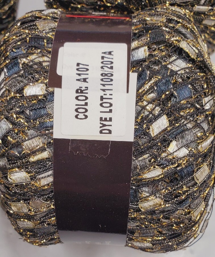 Lot of 2 Dark Horse Yarns BEAUTIFUL #A107 Metallic Ladder Ribbon Yarn ...