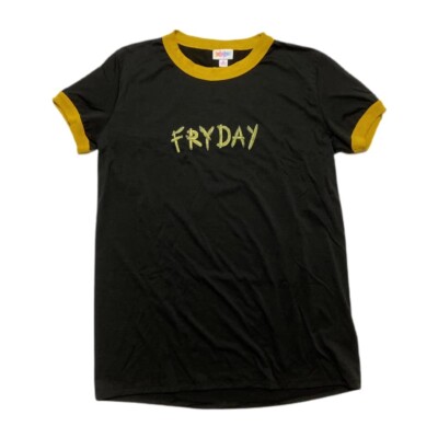 Lularoe 3XL NWT Fry Yay Friday Black Gold T Shirt Comfy Fall Liv | eBay