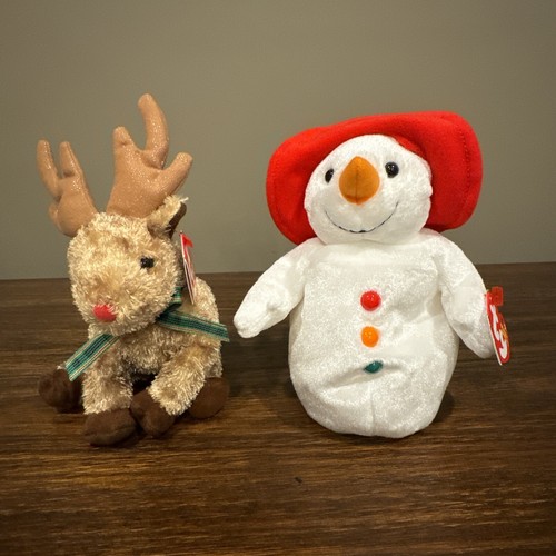 TY Beanie Baby - CHILLIN' the Snowman and Rudy (7 inch) w/ TAGS **NEW ...