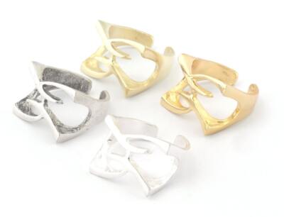 Cross Spikes Adjustable Ring Raw-Antique Silver-Shiny silver,gold 8.5US ...