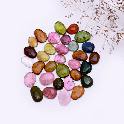 Natural Multi Tourmaline Loose Fancy 6mm-8mm Flat Back Checker Rose Cut ...