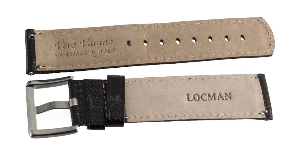 LOCMAN 24mm Black Leather Watch Band Strap W/Silver Buckle | eBay