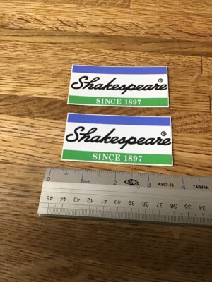 (2) Shakespeare SINCE 1897-DECALS - STICKERS-3 1/2" X 1 3/4" - NEW | eBay