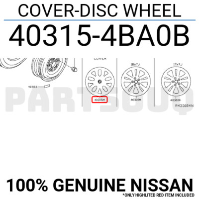 403154BA0B Genuine Nissan COVER-DISC WHEEL 40315-4BA0B | eBay