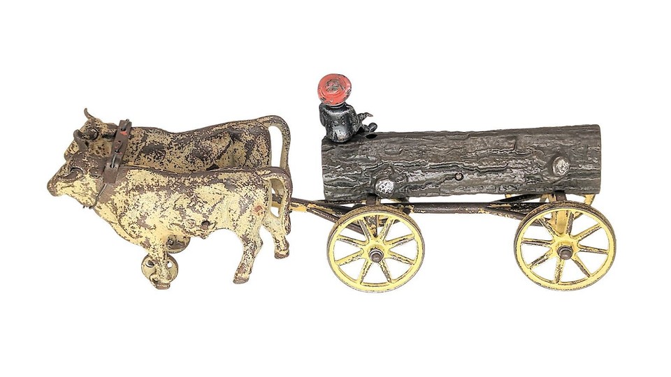 Vintage Kenton 1900 Cast iron Oxen Drawn Log Wagon | eBay