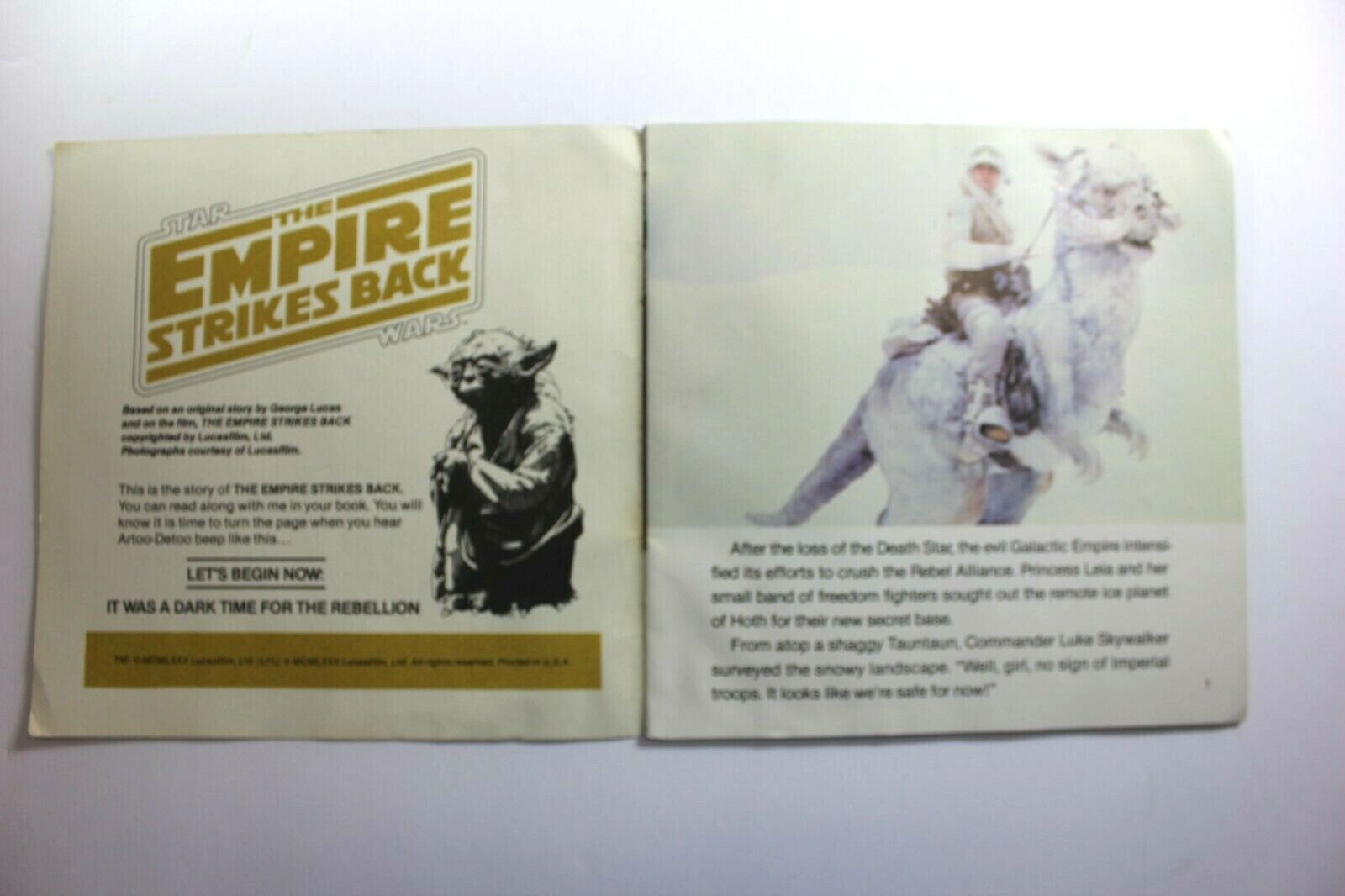 Star Wars The Empire Strikes Back Read Along Book & Record. 33 1/3 RPM ...