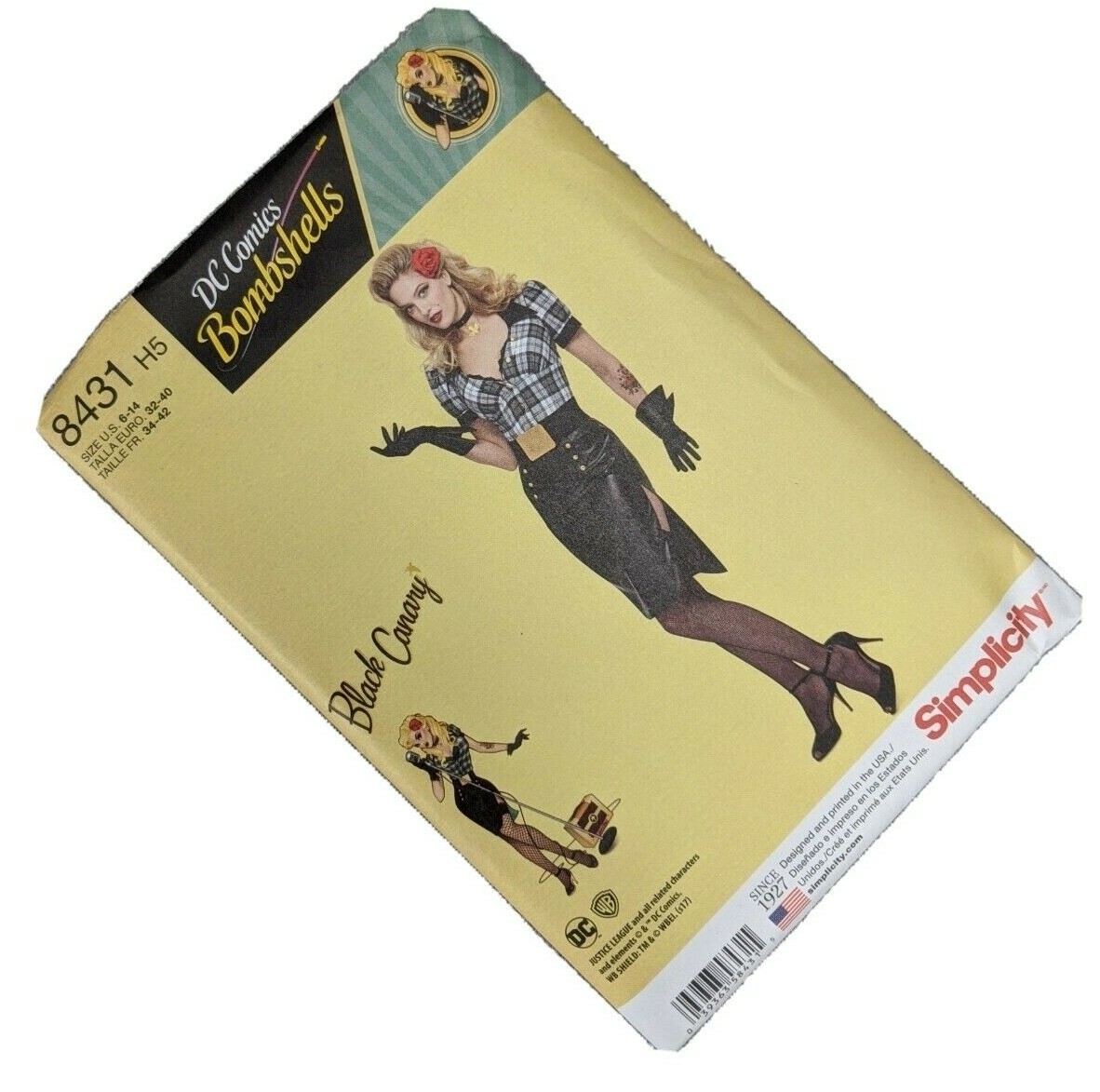 Simplicity Pattern 8431 H5 Uncut DC Comics Bombshells Black Canary ...