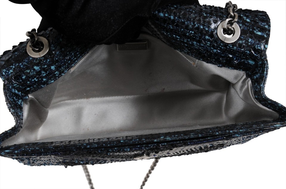 Judith Leiber Zahara Patchwork Python Snake Shoulder Bag Lapis Chain ...