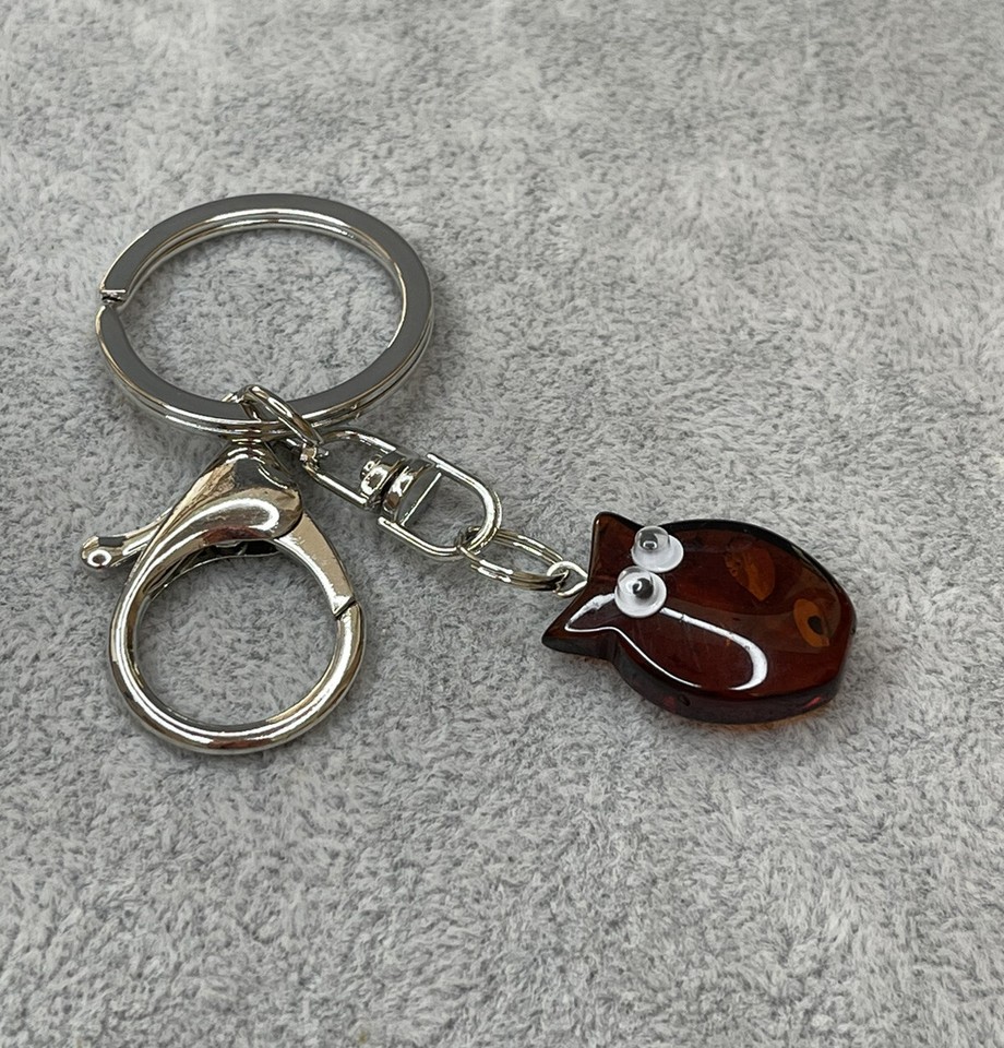 Natural BALTIC Amber Stone Keychain. Amber OWL Keychain.Amber Stone ...