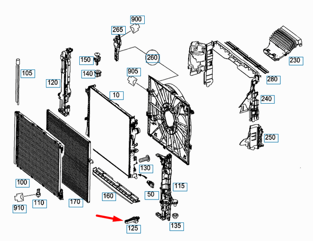 Mercedes-Benz S-class W222 Radiator Right Bracket A2225045940 Genuine ...