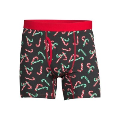 Holiday Time Men’s Printed Stretch Boxer Briefs-Candy Cane-Small (28-30 ...