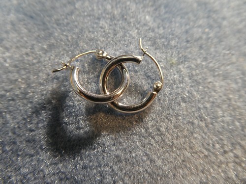 12mm 14K White Gold Hoop Earrings | eBay