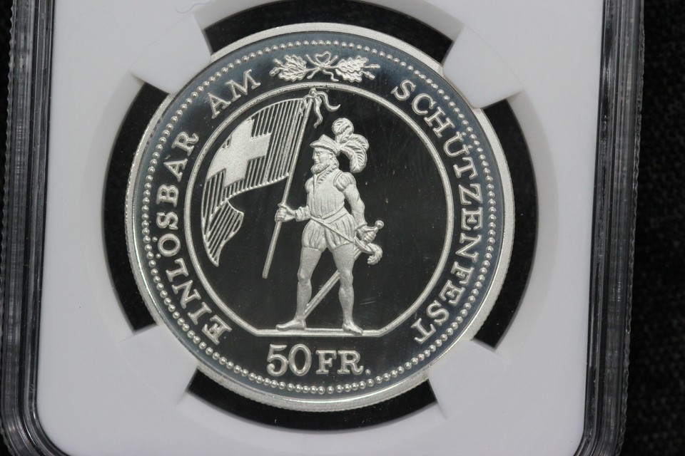 1993 Switzerland Weinfelden Shooting Festival Thaler 50 Francs NGC PF69 ...
