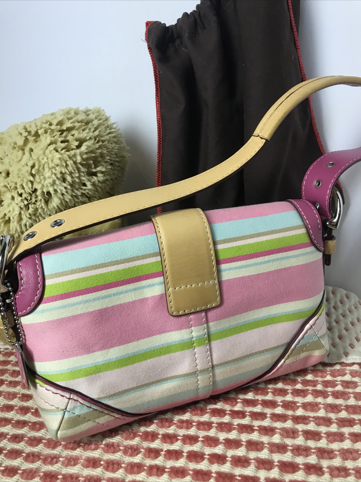 Coach Pastel Stripped Hamptons Style Canvas and leath… - Gem