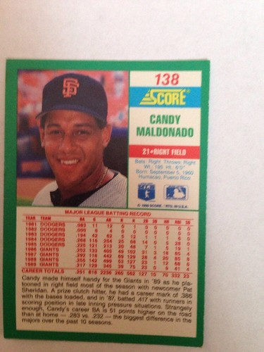 1990 Score - Candy Maldonado #138 for sale online | eBay