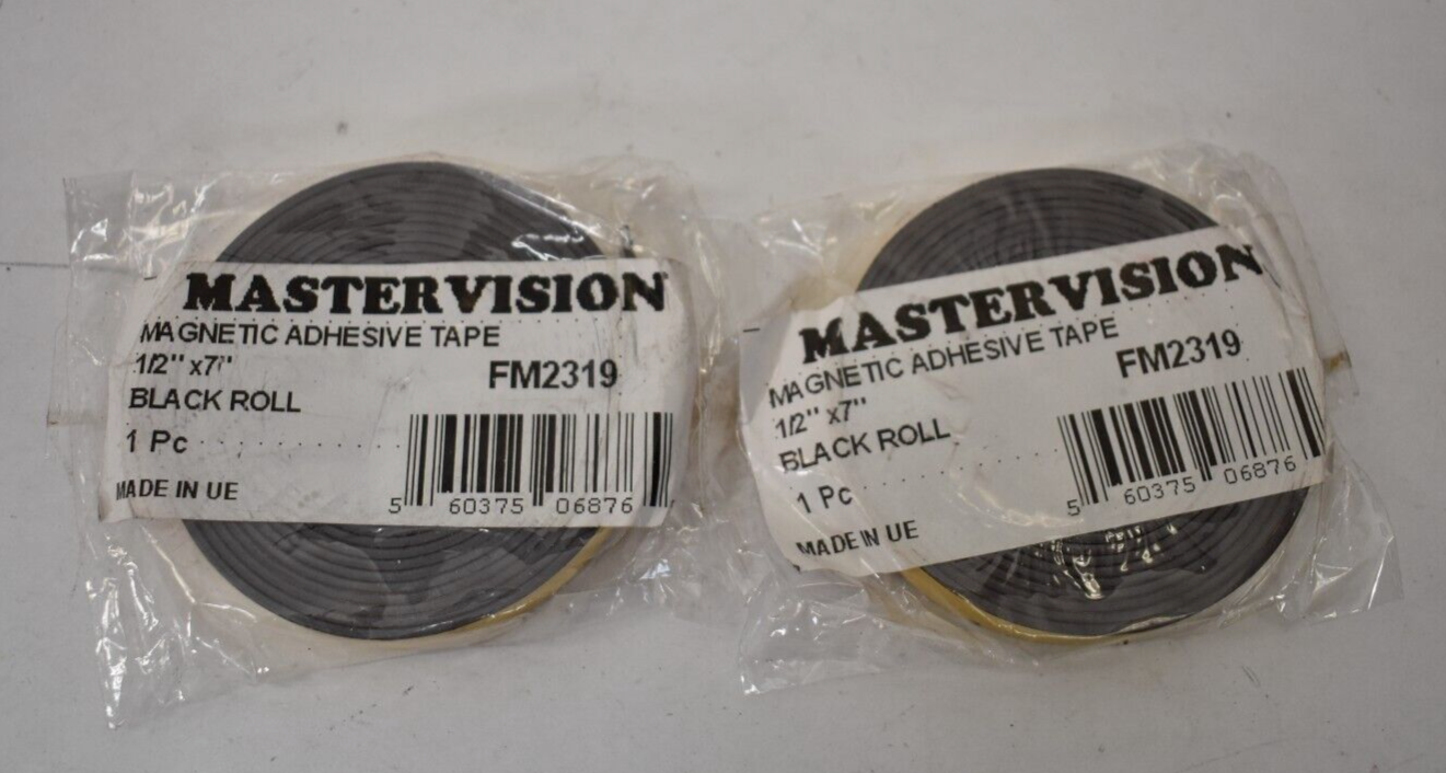 Lot of 2 MasterVision Magnetic Adhesive Tape Rolls Black 1/2" x 7 ...