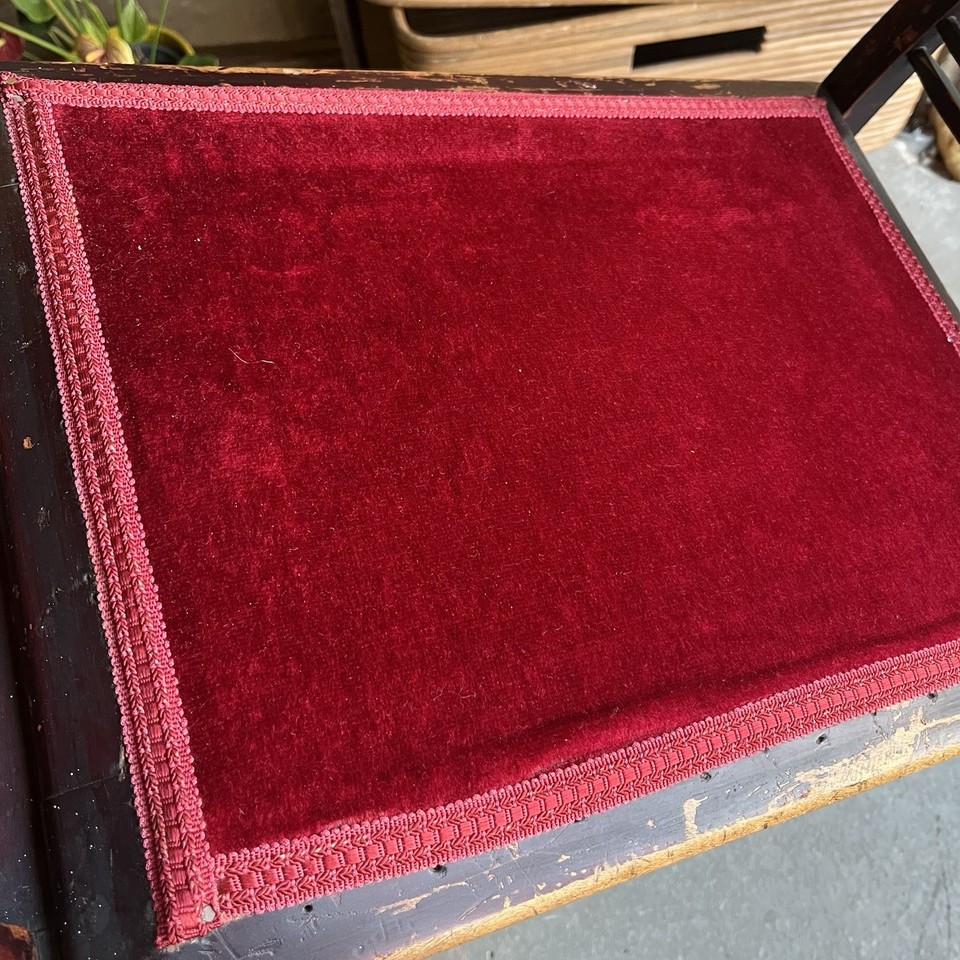 Antique Edwardian Mahogany Piano Stool Red Velvet Seat Music Storage ...