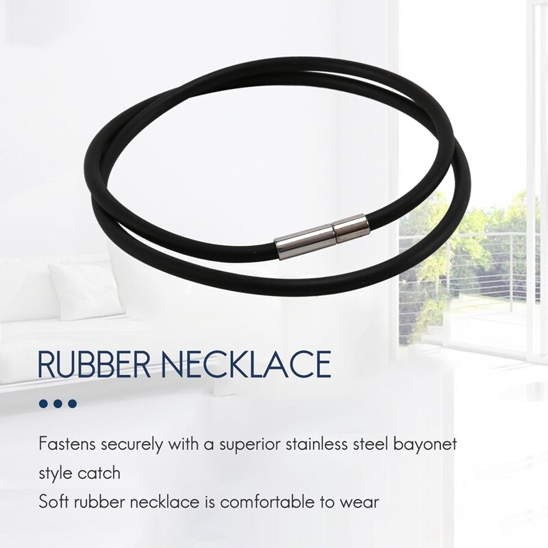 3Mm Black Rubber Cord Necklace with Stainless Steel Closure - 18 Inch ...