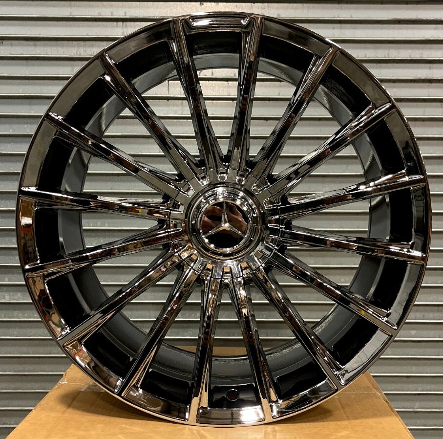 (set 4) 20x8.5 BLACK CHROME AMG MAYBACH STYLE WHEELS RIMS FITS MERCEDES ...